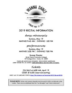 Recital Packet Info - Butler School of Dance